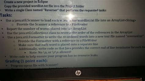 Solved Create A New Project In Eclipse Copy The Provided Chegg