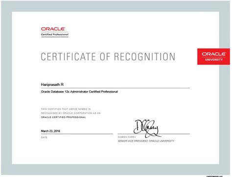 My Certifications Oracledbwr