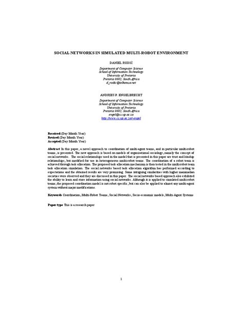 Social Networks In Simulated Multi Robot Environment Pdf Foraging Simulation