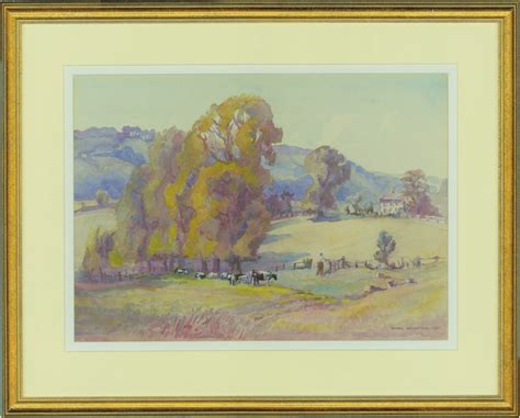 Isabel Wrightson B 1890 Signed 1964 Watercolour Arundel Park From