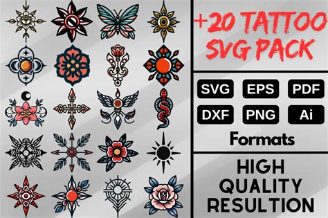 Tattoo Svg Bundle Pack Digital Art Png Graphic By Artful Assetsy