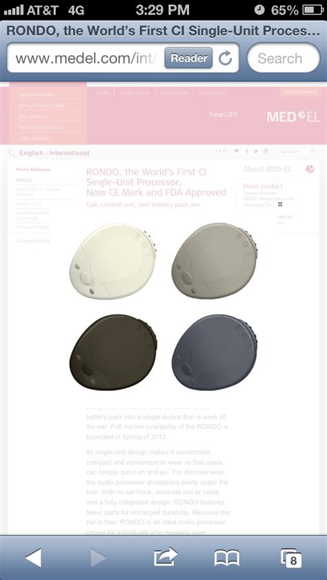 Rondo The Worlds First Cochlear Implant Single Unit Processor