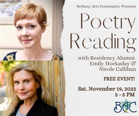 Poetry Reading With Bac Residency Alumni Emily Hockaday And Nicole Callihan Artswestchester