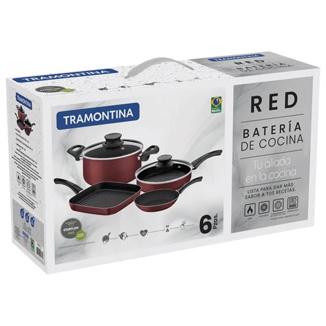Batería De Cocina Csartén Cuadrado Tramontina 27899171 6pzs Paris Rojo