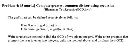 Solved Problem 4 5 Marks Compute Greatest Common Divisor