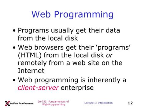 20 753 Fundamentals Of Web Programming 1 Lecture 1 Introduction