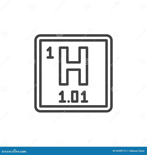 Hydrogen Chemical Element Line Icon Outline Vector Sign Linear Style Pictogram Isolated On