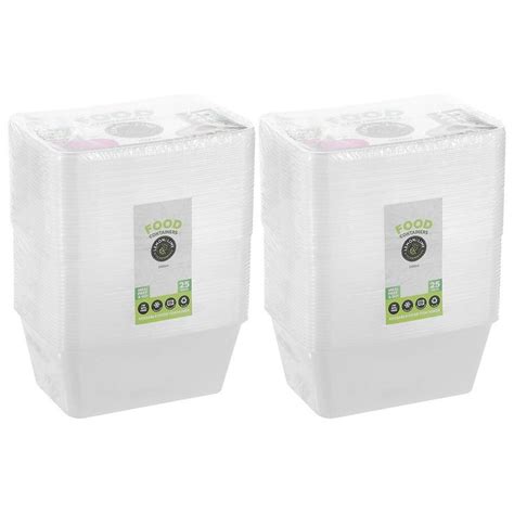 2x 25pk Lemon And Lime Reusable 1l Rectangle Food Container Storage W