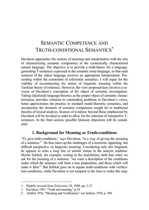Pdf Semantic Competence And Truth Conditional Semantics Pdf Semantic Competence And Truth Conditional Semantics