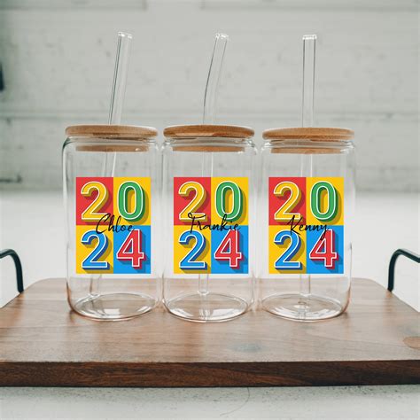 Custom Senior 2024 Tumbler Class 2024 Graduation T Senior Class 2024 Glass Cup Graduation