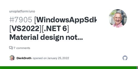Windowsappsdk Vs2022 Net 6 Material Design Not Working · Issue