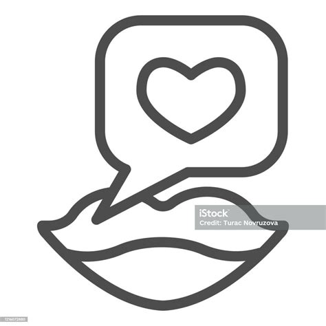 러브 라인 아이콘에 대해 이야기 연설 거품 기호에 마음을 가진 여자 입술 흰색 배경에 스타일 그림을 윤곽 모바일 개념 웹 디자인에 대한 발렌타인 데이 기호 벡터 그래픽 0