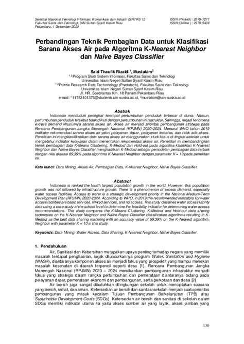 Pdf Perbandingan Teknik Pembagian Data Untuk Klasifikasi Sarana Akses