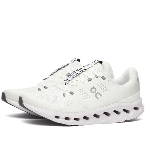 On Mens Cloudsurfer Sneakers In White On