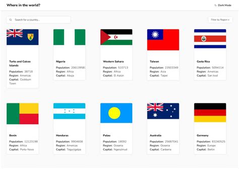 Frontend Mentor Responsive Page Displaying World Countries With React Sass And Vite Coding