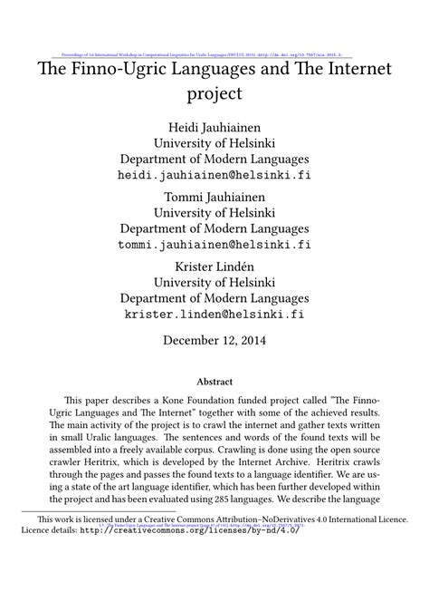 Pdf The Finno Ugric Languages And The Internet Project