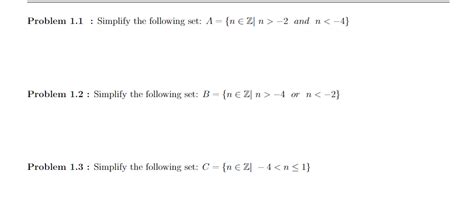 Solved Problem 1 1 Simplify The Following Set Λ {n∈z∣n −2