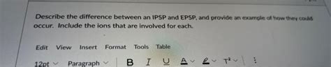 Solved Describe The Difference Between An Ipsp And Epsp And