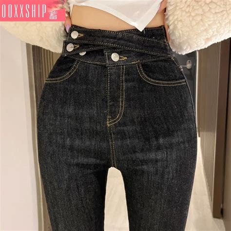 새로운 하이 웨이스트 타이트 디자인 센스 청바지 여성용 한국 스타일 카프리 스키니 바지 2023 가을 Aliexpress