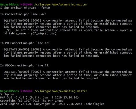 Laravel Gagal Koneksi Ke Database Mysql Sqlstate Hy000 2002 Forum Coding Indonesia