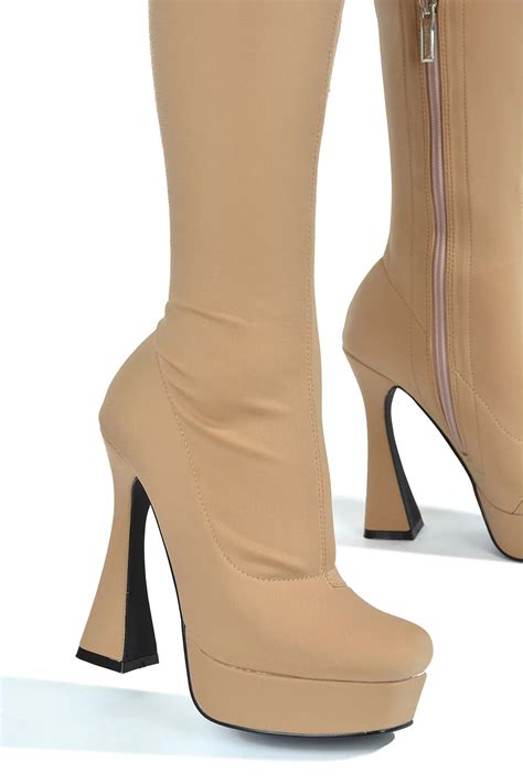 Cover” Nude Thigh High Boots Stilletoes Plus Kv