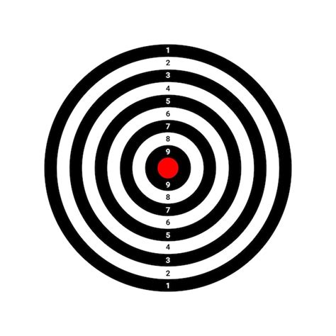 Premium Vector A Simple Black And White Dart Board Target With A Red