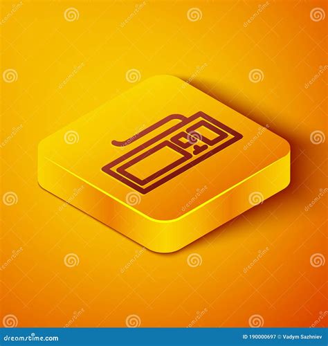 Isometric Line Computer Keyboard Icon Isolated On Orange Background Pc Component Sign Yellow