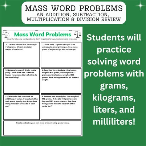 Mass Word Problemsadding Subtracting Multiplication And Division3