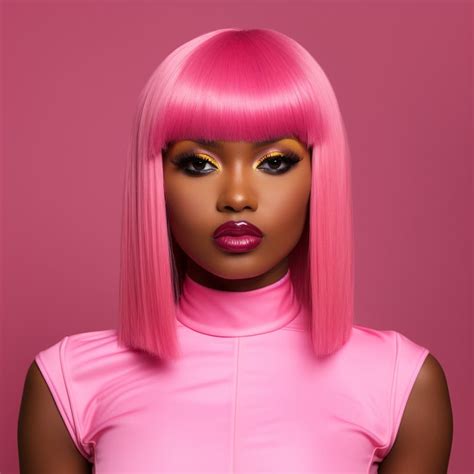 Hot Barbie Pink Short Straight Blunt Cut Bob Wig With Bangs Galmao
