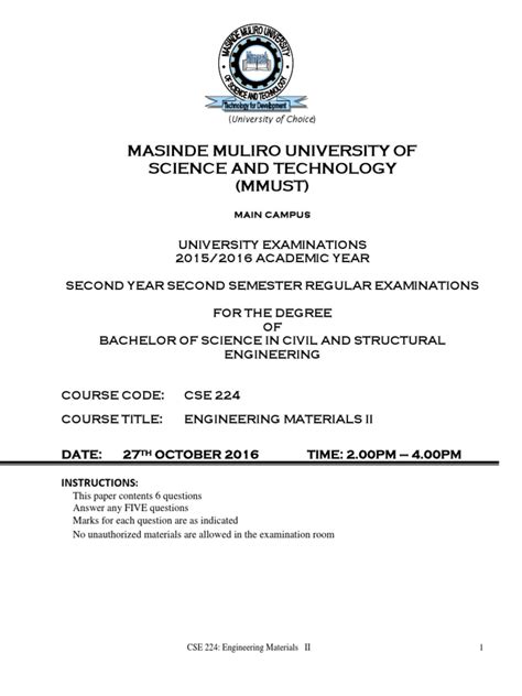 Xxx Cse 224 Engineering Materials Ii Pdf Concrete Building