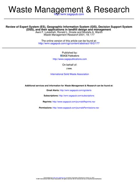 Pdf Review Of Expert System Es Geographic Information System Gis Decision Support System