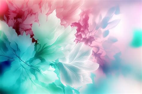 Premium Photo Spring Floral Gradient Background With Iridescent Surreal Flowers Delicate
