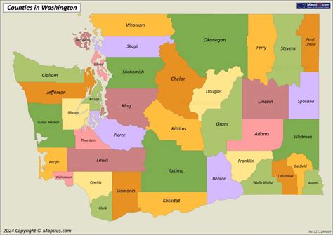 Washington County Map List Of Counties In Washington