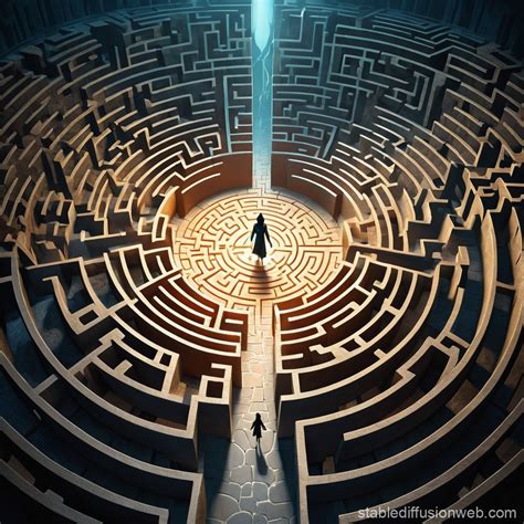 Complex Maze With Lost Figure And Bright Light Stable Diffusion Online