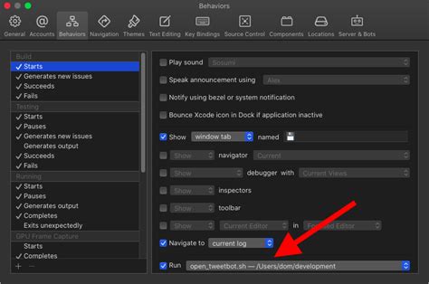 Using Xcode Behaviors Dasdomdev
