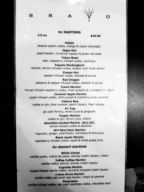 Menu At Bravo Restaurant And Lounge Chilliwack