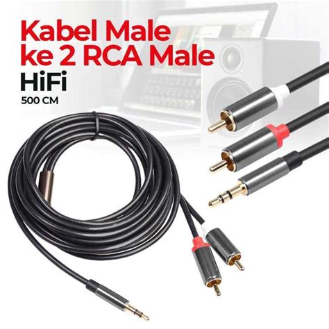 Jual Kabel Audio Aux Mm Male Ke Rca Male Hifi Mixser M Soundcard Converter Kebel Listrik