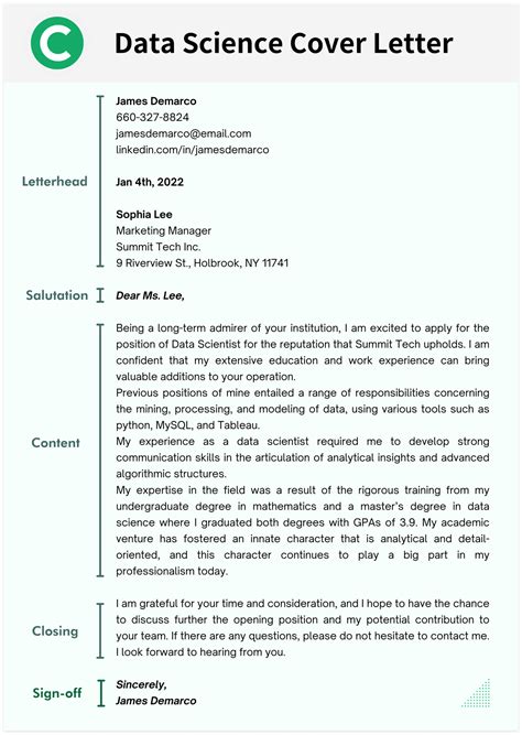 Best Data Scientist Cover Letter With Tips And Examples Cakeresume