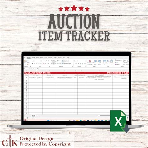 Auction Item Tracker Silent Auction Item Spreadsheet Silent Auction