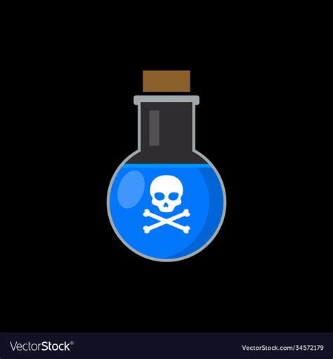 Flat Poison Bottle Icon Toxin Silhouette Vector Image