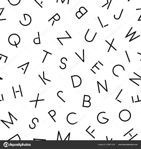Vector Simple Seamless Alphabet Pattern With Black Latin Letters White Repeatable Unusual