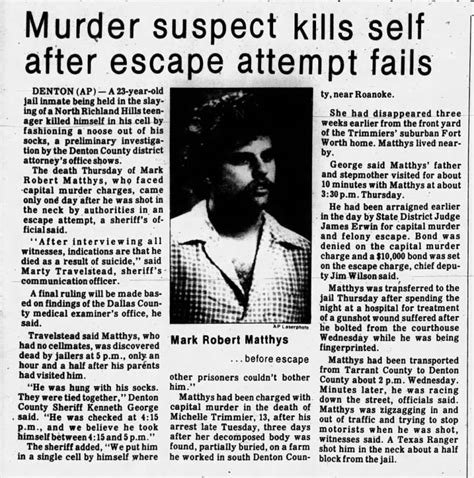 Mark Robert Matthys Suicide ™