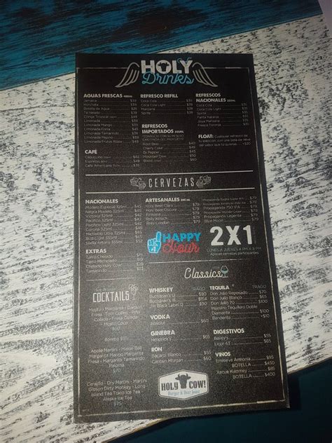 Menu At Holy Cow Burger And Beer Joint Linda Vista Restaurant
