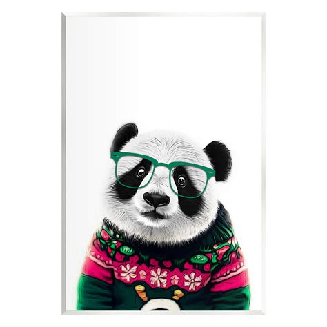 Stupell Industries Panda In Holiday Sweater Wall Plaque Art Design By