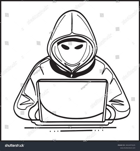 Hacker Cartoon Illustration Cyber Criminal Sketch Stock Vector Royalty Hacker Cartoon Illustration Cyber Criminal Sketch Stock Vector Royalty