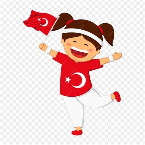 Premium Vector Vector Illustration Of Cute Girl Holding Turkey Flag