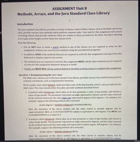 Solved Assignment Unit 8 Methods Arrays And The Java