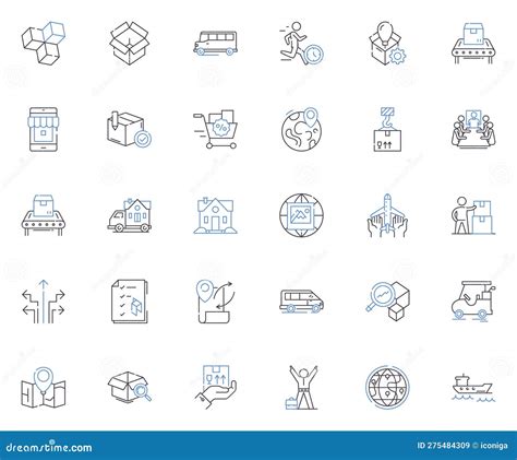 Inventory Control Line Icons Collection Stock Supply Management Tracking Logistics Storage