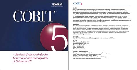 cobit 5 framework a business framework for the governance and