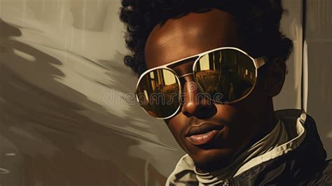 портрет стильного темнокожего мужчины в солнечных очках Иллюстрация штока иллюстрации